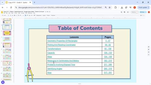 Grade 4 - Spatial Sense Unit - Google Lesson Slides - Ontario Math