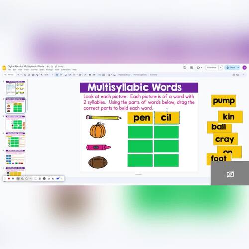 Digital Phonics Activities Multisyllabic Words Google Slides | TPT