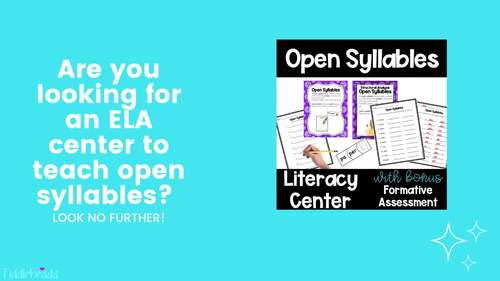 Open Syllables Hands-On Literacy Center Activity by Fiddleheads | TPT