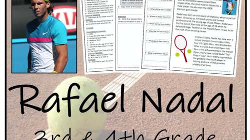 Rafael Nadal Close Reading Comprehension Activity | 3rd Grade & 4th Grade