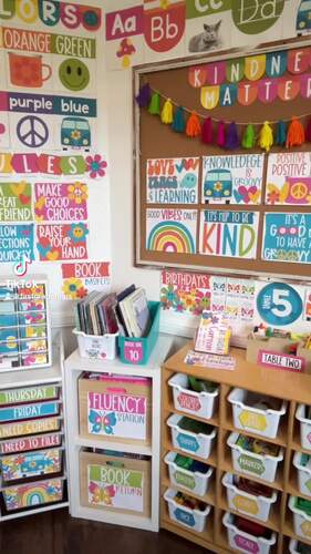 Retro Groovy Theme Classroom Decor BUNDLE Peace, Love, & Hippiness