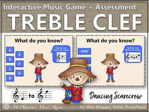 Treble Clef Note Names Interactive Music Game + Assessment {Dancing ...