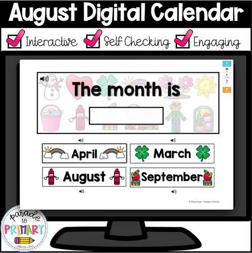 DIGITAL CALENDAR - August - Morning Meeting - Circle Time - Boom Cards