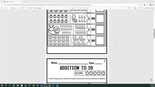 Addition to 30 with Pictures Worksheets | Visual Math | K–1 | TPT