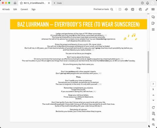 ESL Upper Intermediate Lesson: Listening Exercise Wear Sunscreen ...