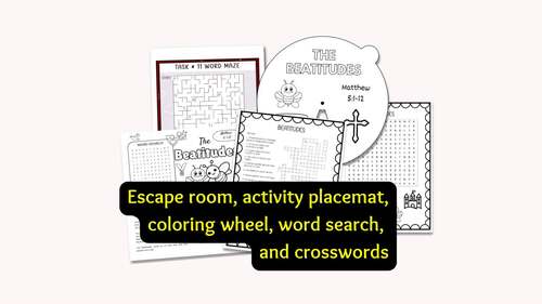 Beatitudes Activity Bundle, 5 Sunday School Lessons, Escape Room and ...