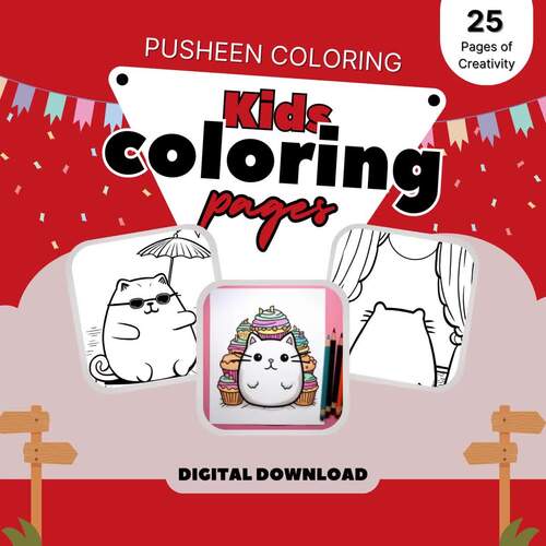 Pusheen: 25 Fun Coloring Pages for Kids and Adults by Artful Minds Studio