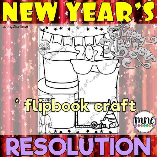 New Years Resolution 2024 Flip book Craft And Posters and No-Prep ...