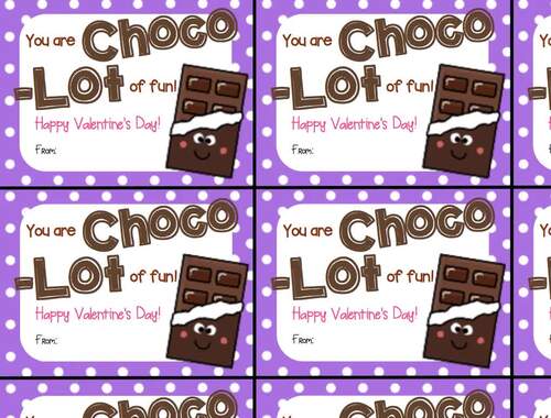 Hershey's Chocolate Bar Valentine's Day Gift Tag- You are Choco-LOT of fun!