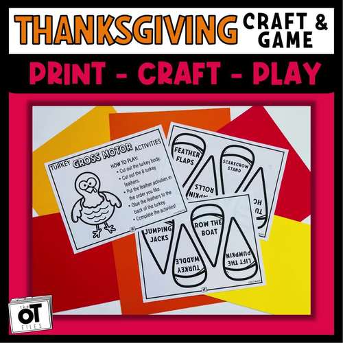 Thanksgiving Turkey GROSS MOTOR Craft Game Activity by the OT files