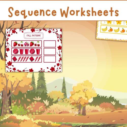 Preschool Fall Sequence Cut & Paste No Prep Worksheets | Autumn Activities