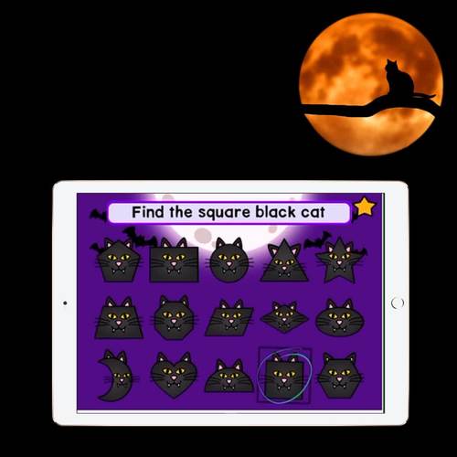 Find the square with audio | Halloween shapes BOOM CARDS | TPT