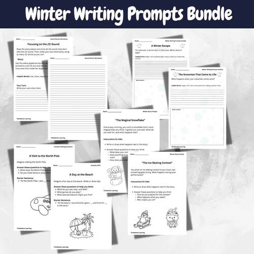 Winter Writing Prompts Work Activities Bundle by ThinkSmart Learning
