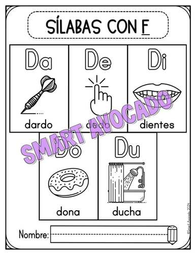 Actividades Práctica Sílabas con la letra D | Da De Di Do Du, Spanish ...