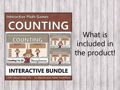 Counting to 5, 10 and 20 Interactive Math Games Bundle {Dancing Scarecrow}