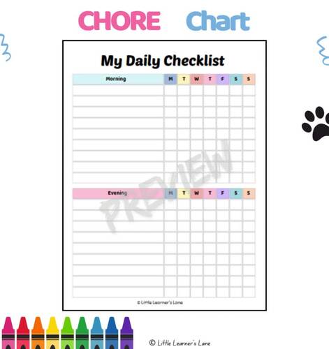 Editable Chore Chart for Kids | Daily Routine Chart Visual Schedule ...