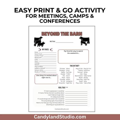 Agriculture Club Get to Know You/Me Worksheet Activity Middle High School