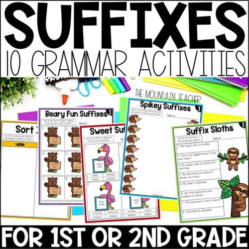 Suffixes Worksheets, Grammar Activities and Suffix Anchor Charts