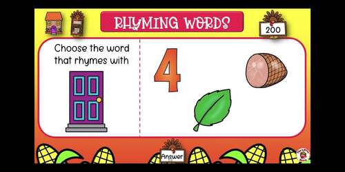 Thanksgiving Kindergarten ELA Game Show - PowerPoint Game + Printable ...
