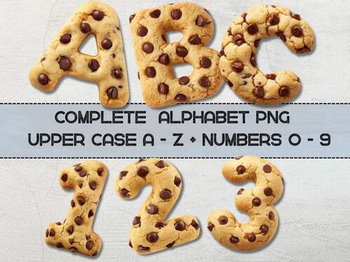 Chocolate Chip Cookie Alphabet PNG Set | 3D Cookie Letters A–Z ...