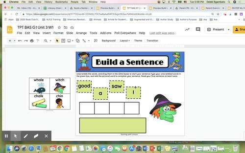 Sentence Building Activity myView Grade 1 BUNDLE Unit 3 Weeks 1-5 Digital