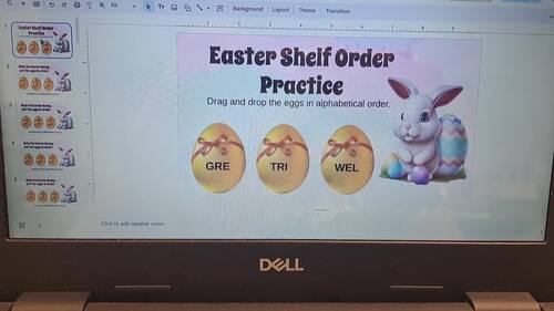 Easter Shelf Order Practice: Drag & Drop the Easter Eggs into ABC Order