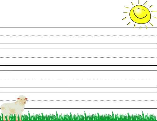 Barnyard Farm Animal Lined Paper - 3 Levels of Spacing - Horses Sheep ...