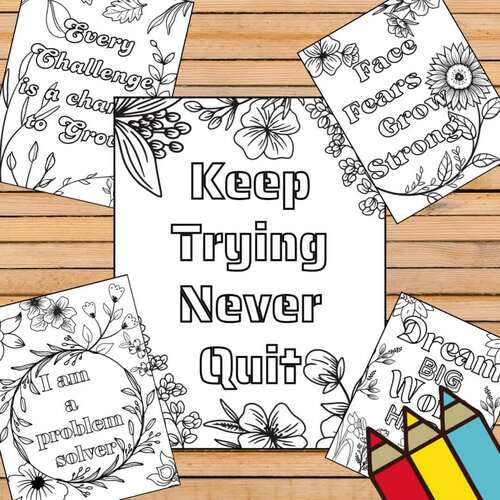 Growth Mindset Coloring Pages |Classroom Decor |Inspirational Poster Quotes