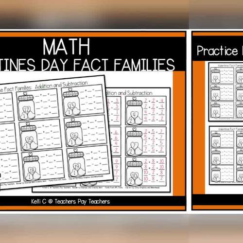 Addition and Subtraction Fact Families to 20 | Valentines Day | Hearts