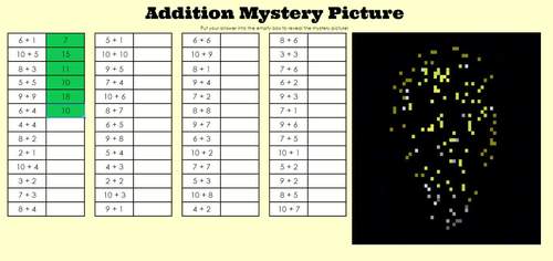 Digital Mystery Picture for Addition Facts | Addition Fact Practice