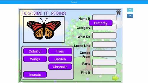 Describing Spring Vocabulary Speech Therapy Worksheets and Boom Cards