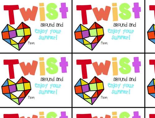 Twist Snake Cube/ Puzzle End of Year Gift Tag-Twist around and enjoy ...
