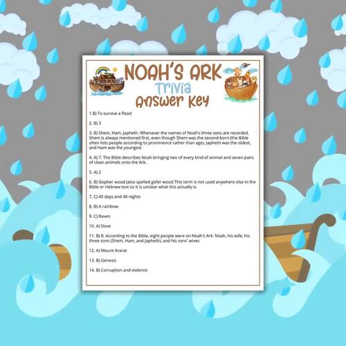 Noah's Ark Trivia, Sunday School Bible Games, Genesis Religious ...