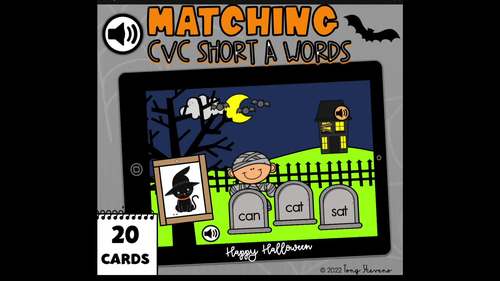 CVC Short Vowels Matching Halloween Theme BOOM CARDS by Tong Stevens