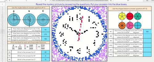 Digital Math Pixel Art | Mystery Picture 4th Grade 4.MD.5 Degrees in a ...
