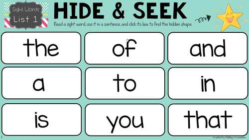 Sight Word Activities: Hide & Seek ~ RH Most Common Words (2023)