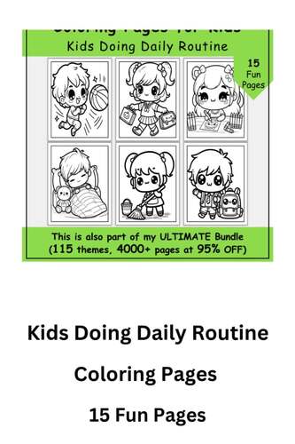 Kids Doing Daily Routine Coloring Pages | Printable Coloring Activity ...