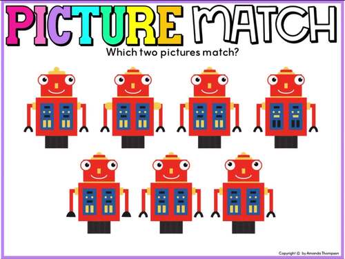 Morning Meeting Activities - Digital Games - Picture Match - Robots