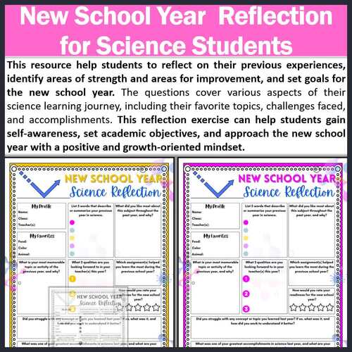 New School Year Student Reflection|Goal Setting| Science Back to School ...