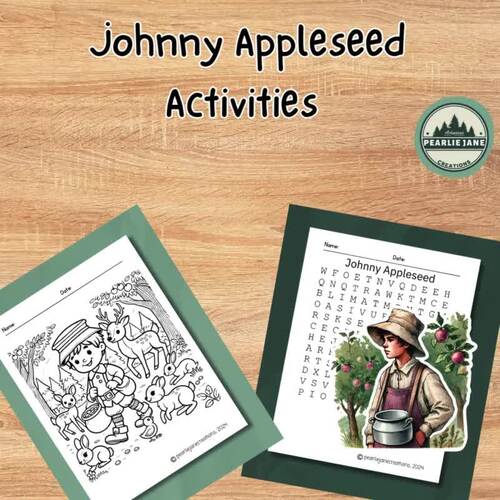Johnny Appleseed Activities- Coloring Pages and Word Search | TPT