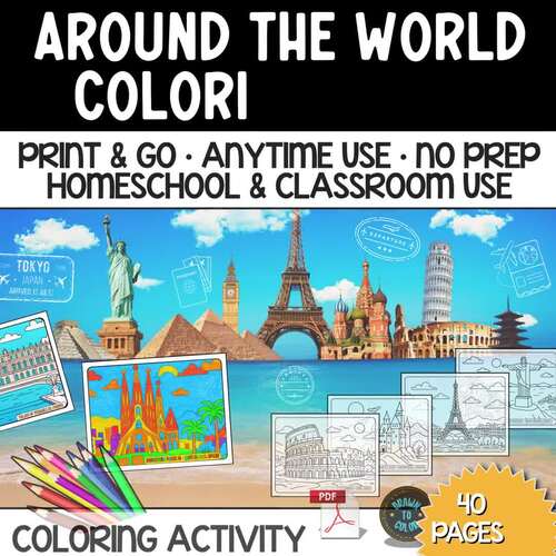 Around the World Coloring Pages | Famous Places to Color for Classroom ...