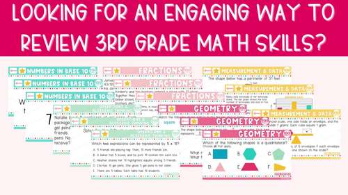 3rd Grade Math Review Jeopardy Game - NO PREP Third Grade Math Test Prep