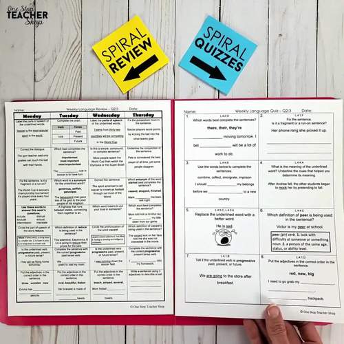 3rd Grade Language Spiral Review | Morning Work, Daily Grammar Review ...