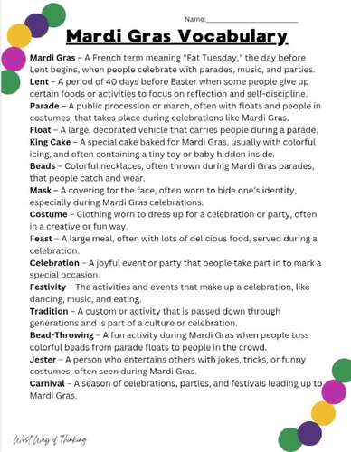 Mardi Gras Reading Passage: History of Mardi Gras/ Fat Tuesday | TPT