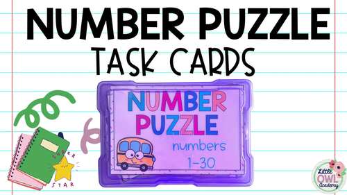 Number Puzzle Numbers 1-30 by Little Owl Academy | TPT