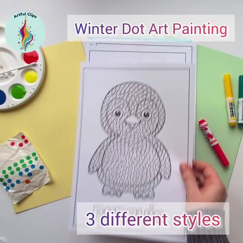 Winter Q Tip Painting, Printable Dot Art Pages for January Fine Motor ...