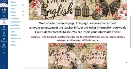 EDITABLE Canvas/Schoology/Online Course Template- Steampunk Theme (ELA ...