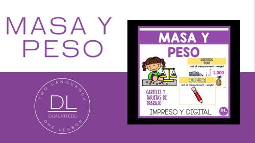 Masa y Peso | Weight Task Cards Spanish by Dualati Edu Bilingual Resources