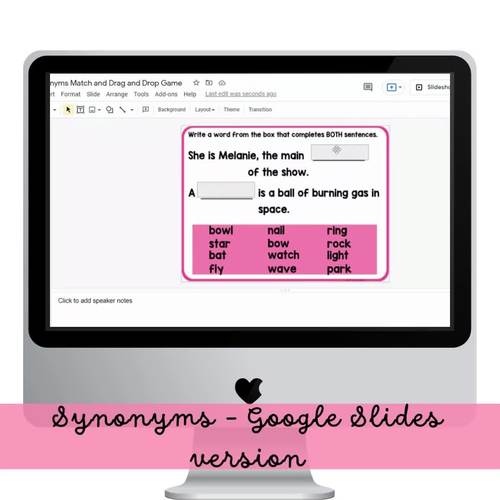 Synonyms Games for Literacy Centers Google Slides™ by The Viral Teacher