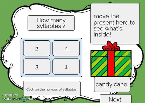 Christmas Game for Syllable Counting 1-4 Syllables | Boom Cards by SLTtime